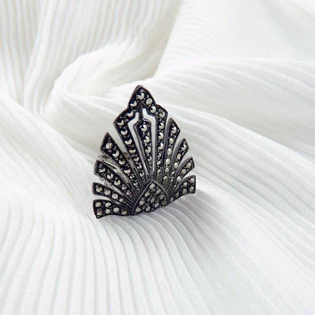 Silver Marcasite Dress Clip, Art Deco Dress Clip, Vintage Jewellery ...