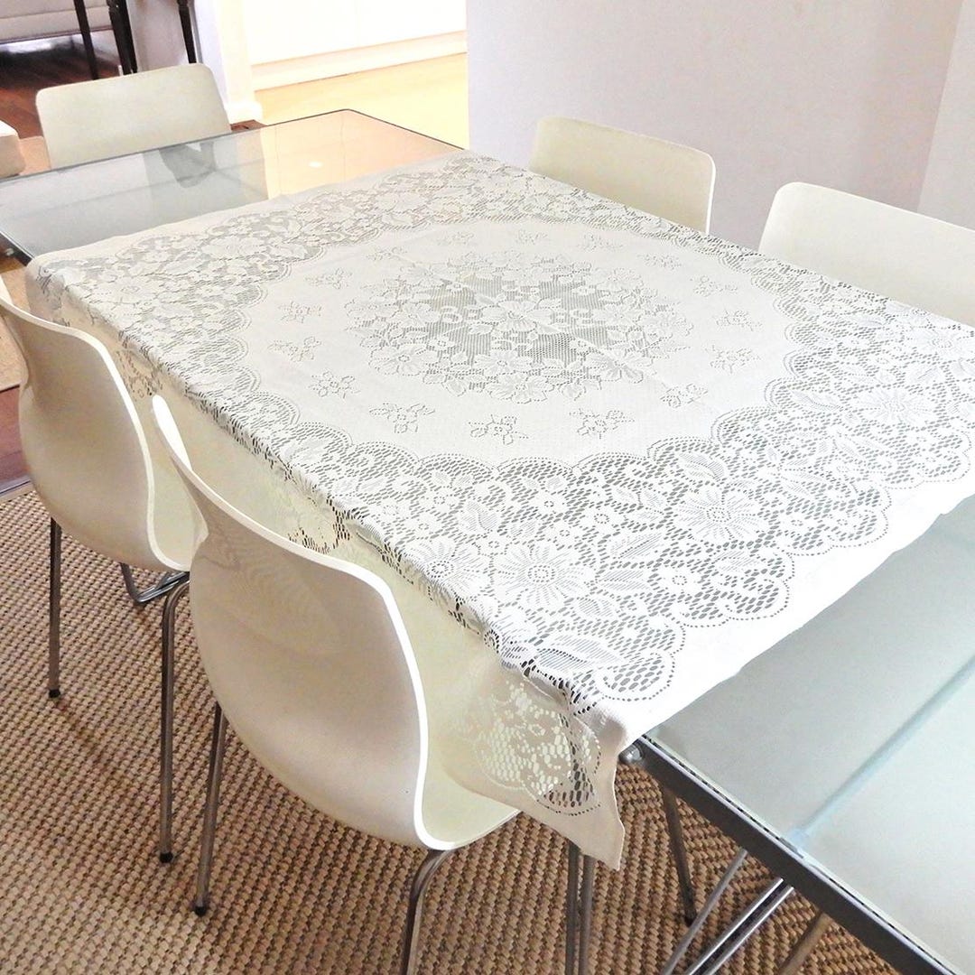 Small Lace Tablecloth, Square Tablecloth, Vintage Tablecloth, Cream ...