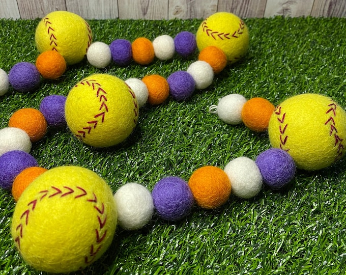 Softball Garland, Softball Decor, Team Colors, Softball Theme, Softball ...