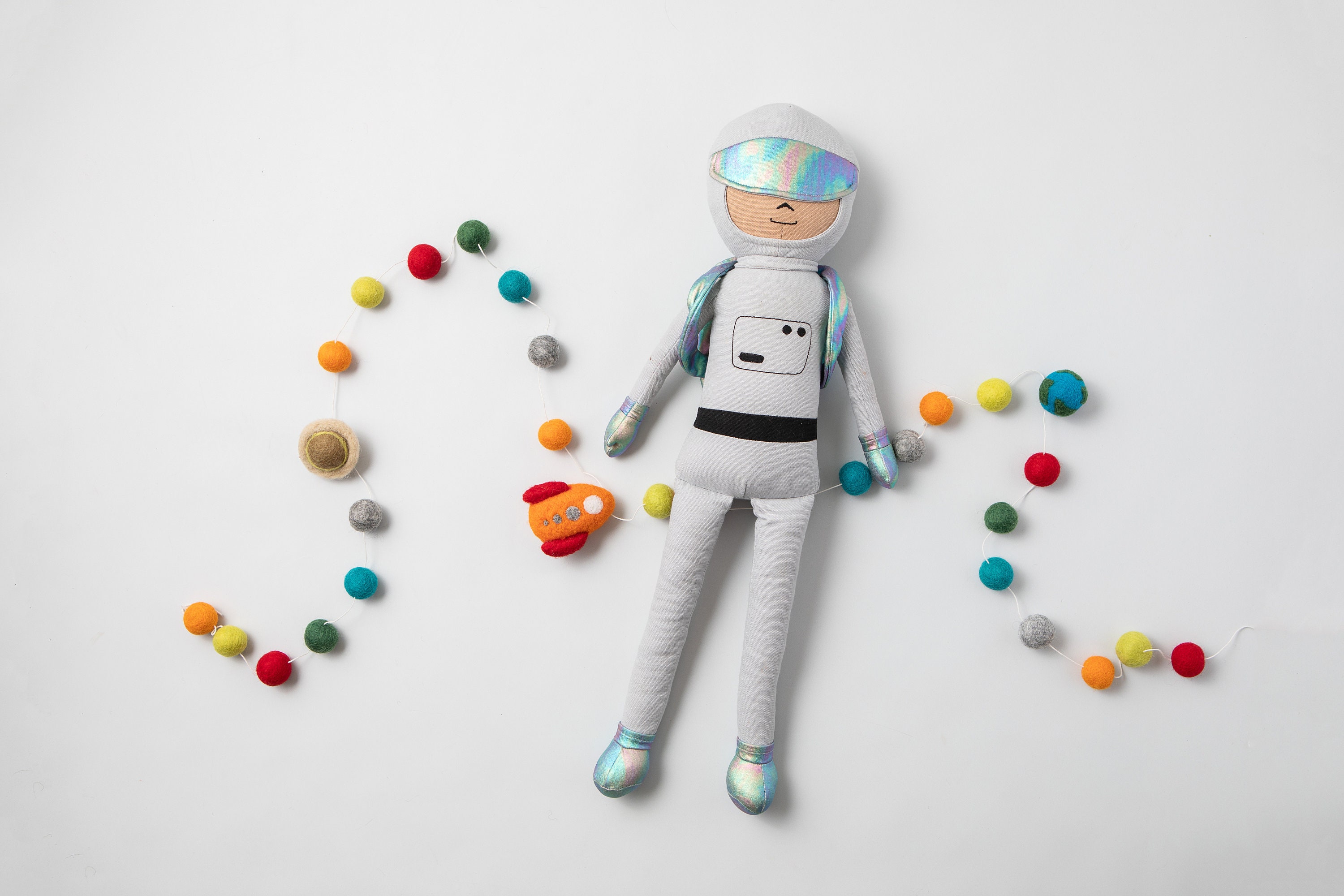 Space Garland, Felt Ball Garland, Space Decor, Spaceship Decor, Rocket ...