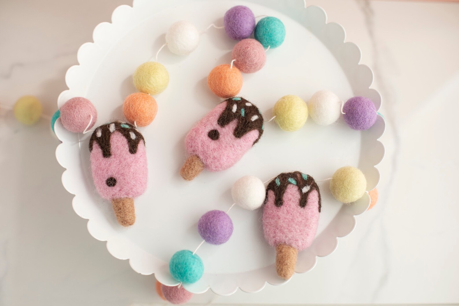 Popsicle Garland Felt Ball Garland Popsicle Decor Ice Cream | Etsy