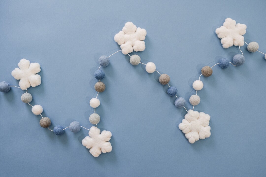 Snowflake Garland, Snowflake Decor, Felt Snowflake, Christmas Garland ...