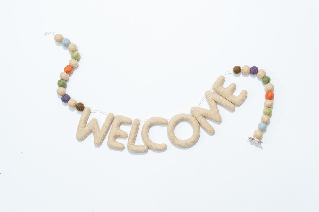Welcome Decor, Welcome Garland, Felt Garland, Welcome Banner, Fireplace ...
