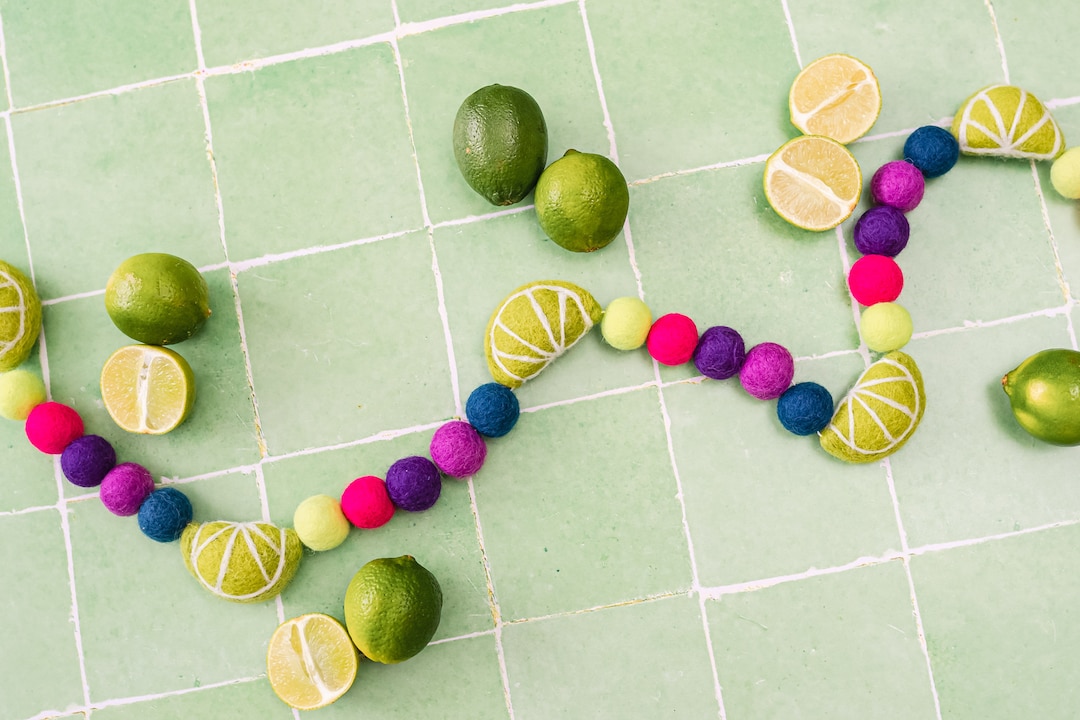 Felt Lime Garland, Fiesta Decor, Handmade Wool Balls - Etsy