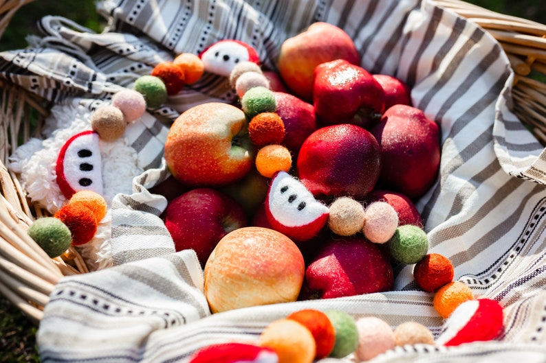 Apple Garland Apple Cider Decor Tiered Tray Decor Felt Ball | Etsy