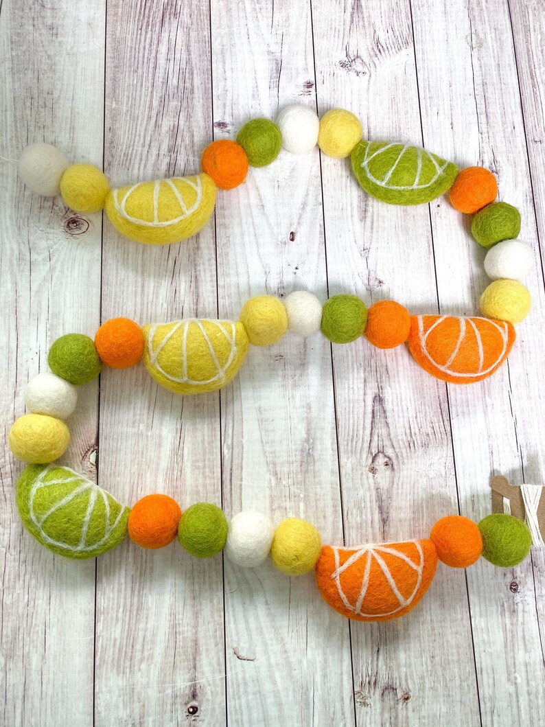 Citrus Garland, Felt Ball Garland, Citrus Decor, Citrus Banner, Lemon ...