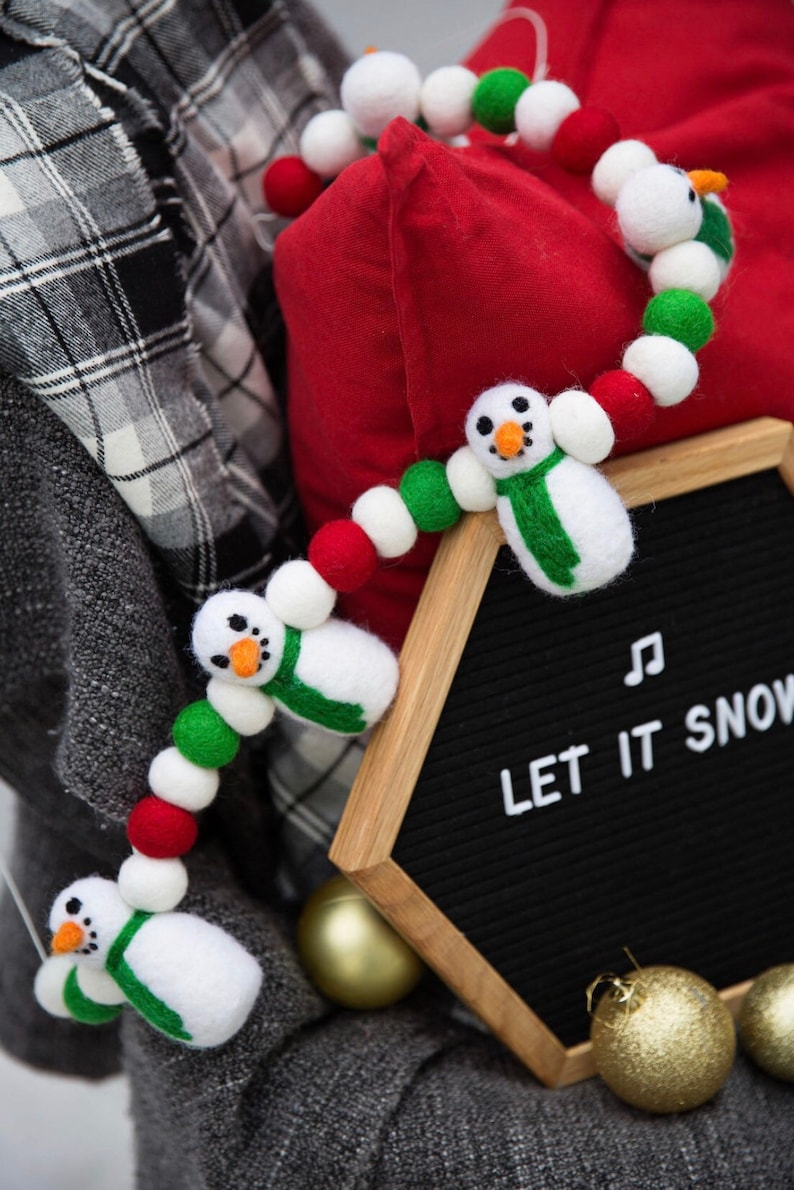 Snowman Garland Snowman Decor Snowman Christmas Christmas - Etsy