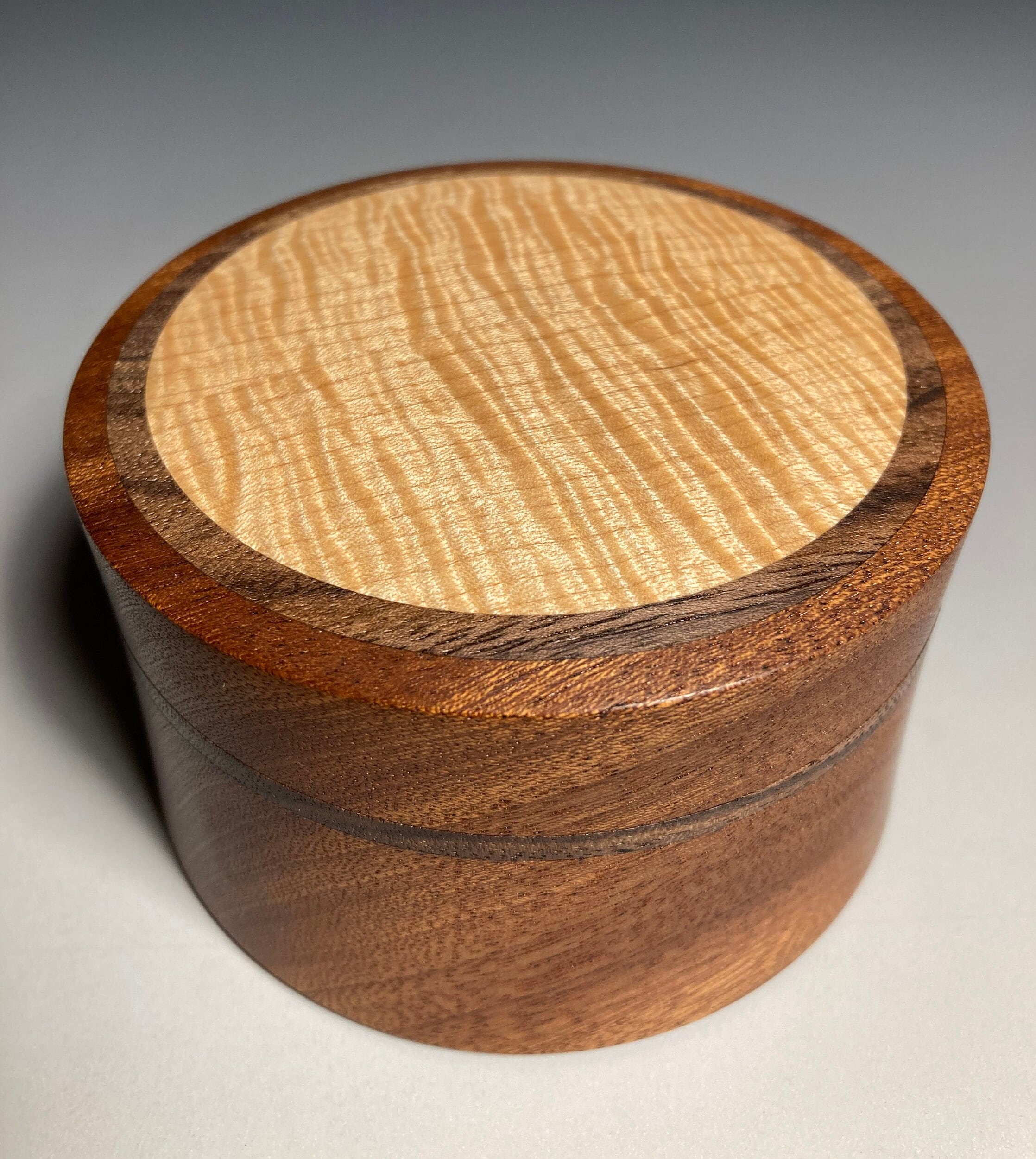 Jewelry Ring Box Woodturned Mahogany W/walnut and Curly Maple Inlay 3 ...