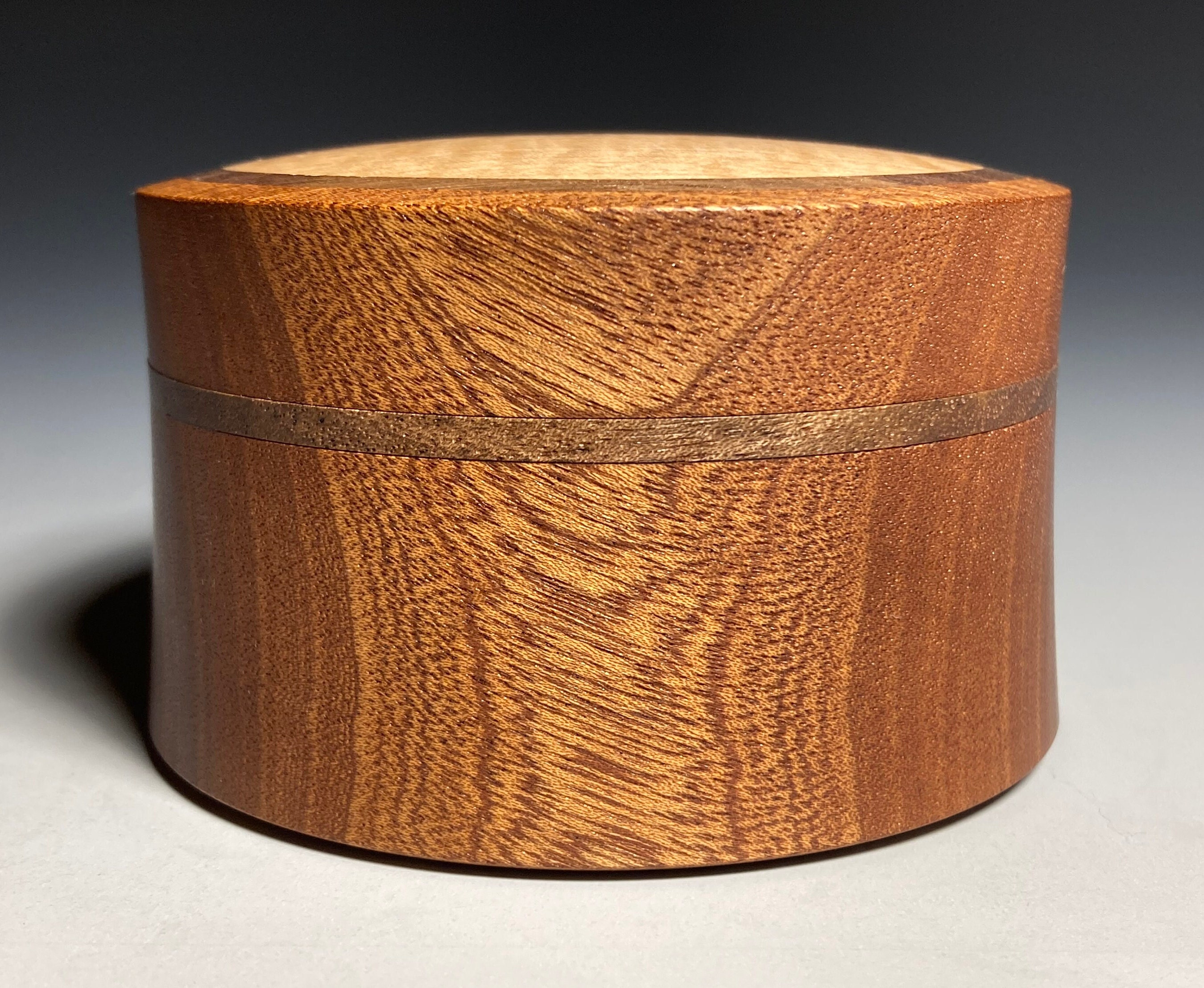 Jewelry Ring Box Woodturned Mahogany W/walnut and Curly Maple Inlay 3 ...