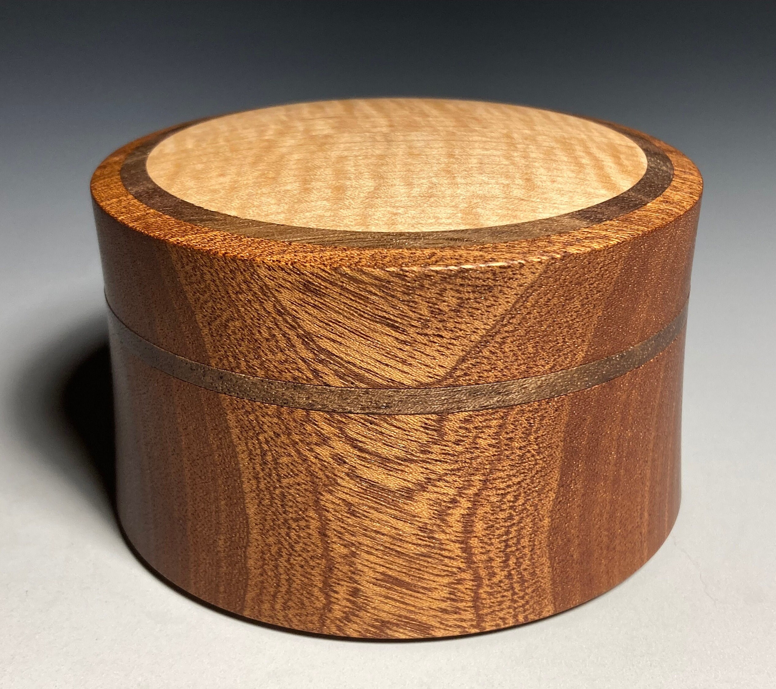 Jewelry Ring Box Woodturned Mahogany W/walnut and Curly Maple Inlay 3 ...