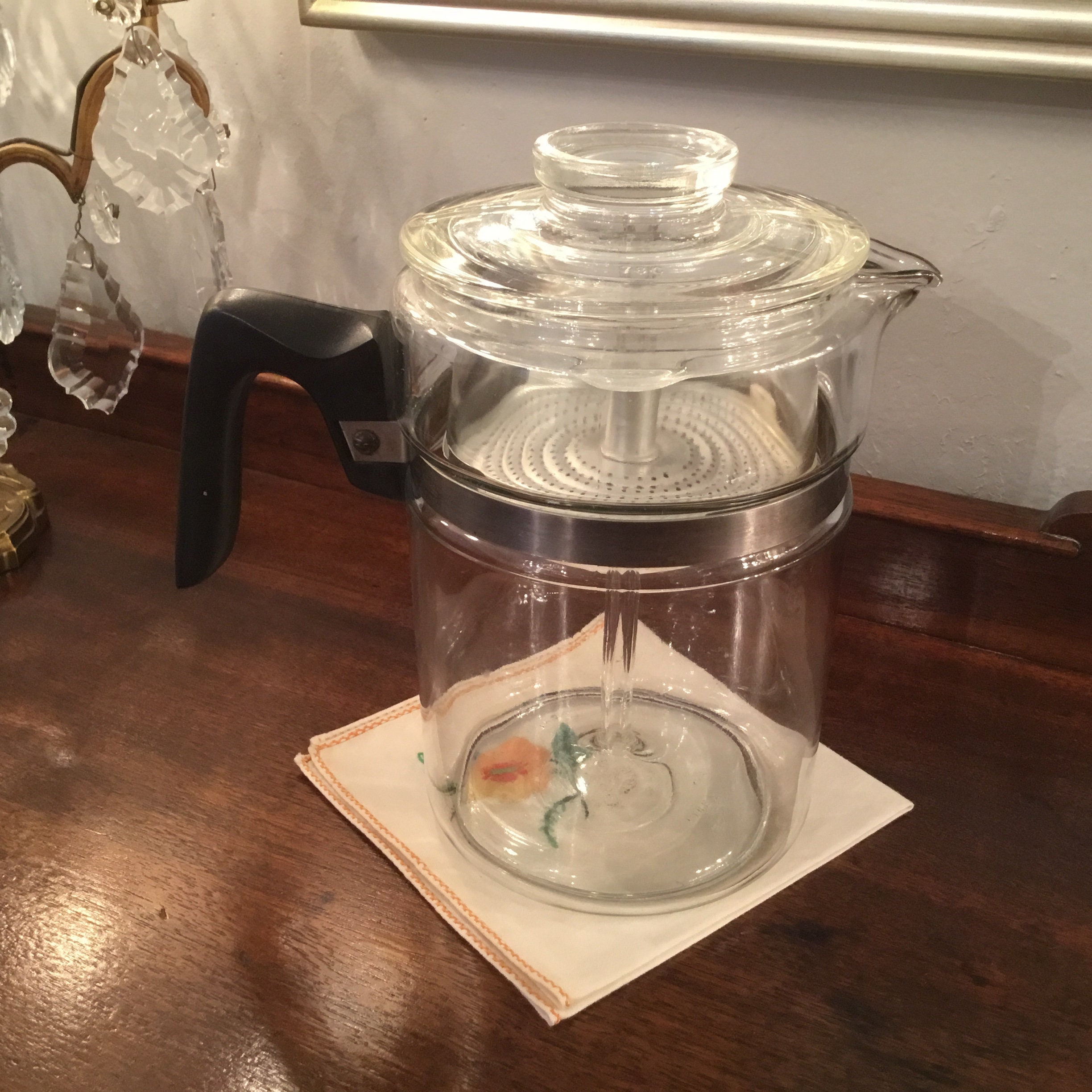 PYREX Coffee Percolator Made in USA Glass Pot, Bakelite Handle, GLASS ...