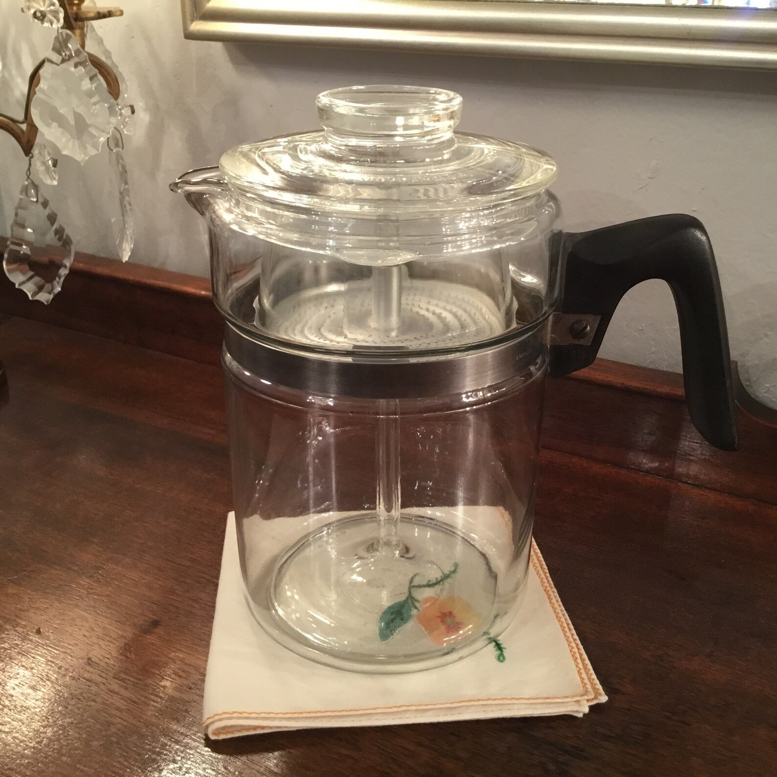 PYREX Coffee Percolator Made in USA Glass Pot, Bakelite Handle, GLASS ...