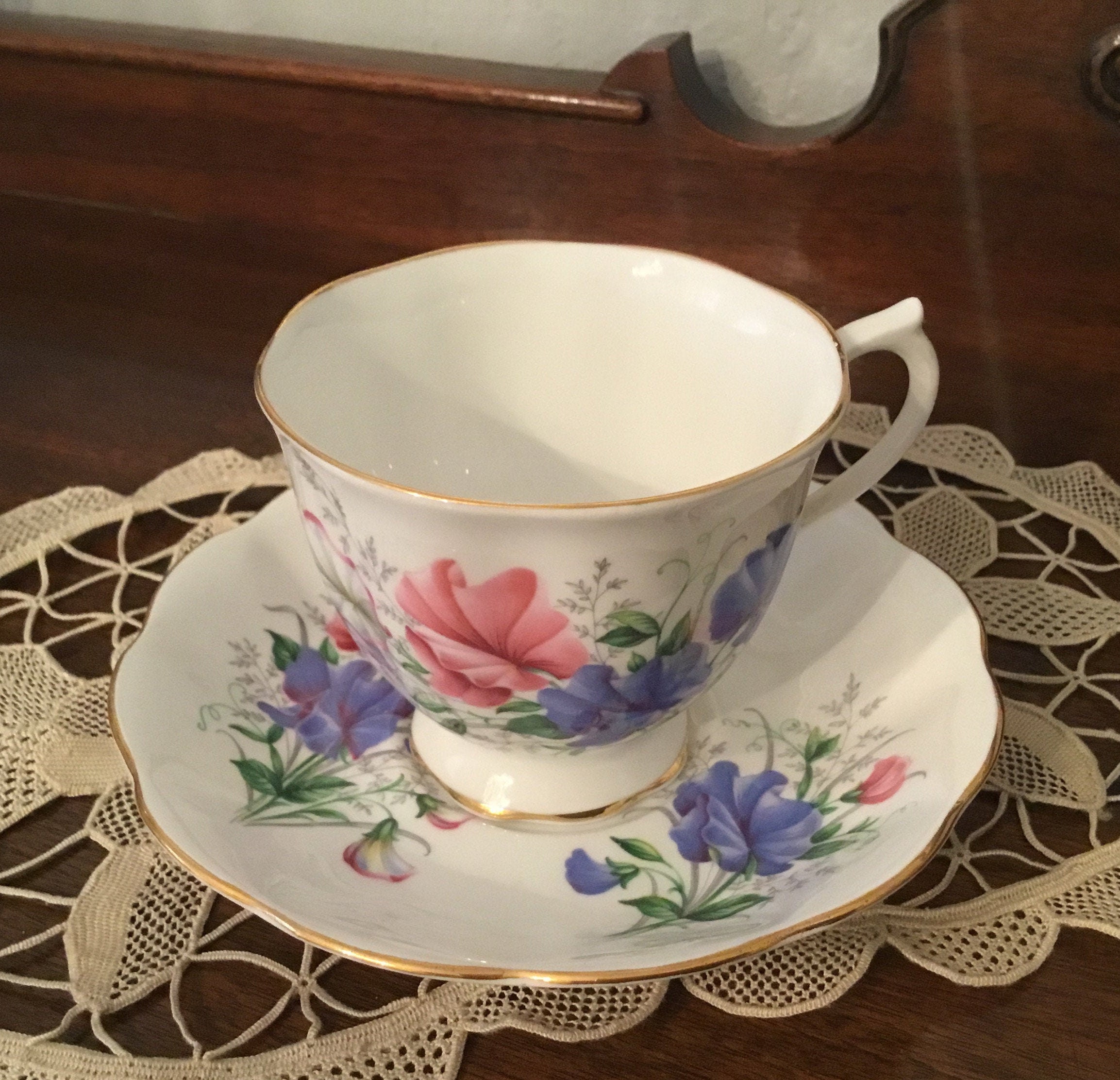 ROYAL ALBERT sweet Pea Cup and Saucer Vintage Set, English China From ...