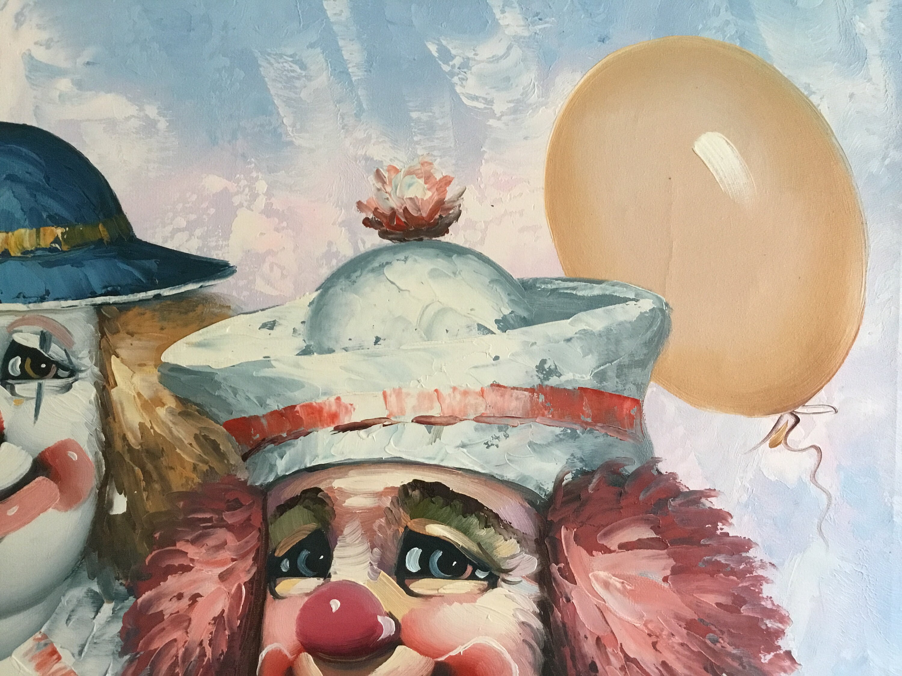 William Moninet Original Painting PORTRAIT of TWO CLOWNS Stretched Canvas 24 Inches by 20 Inches ...