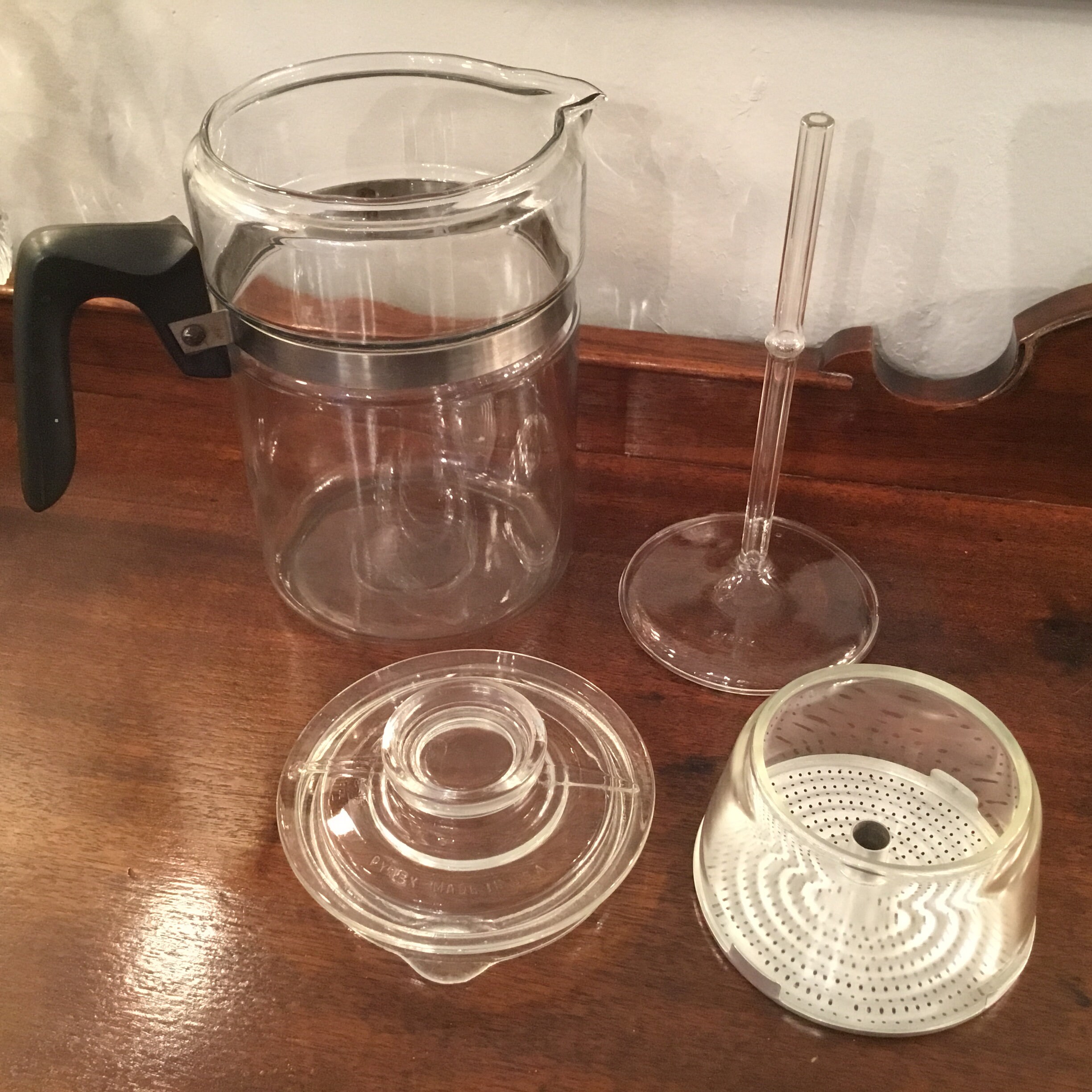 PYREX Coffee Percolator Made in USA Glass Pot, Bakelite Handle, GLASS ...