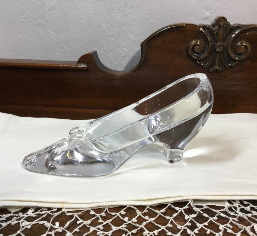 GLASS Slipper 5 1/2 Inches With Little Bow Crystal Clear - Etsy