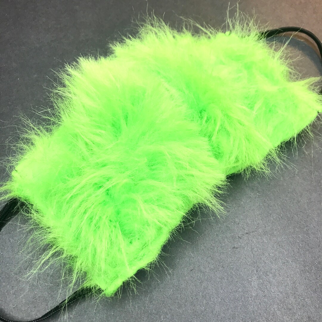 Neon Green Monster Fur Face Mask Adult Halloween Costume Dog Outfit Cat ...