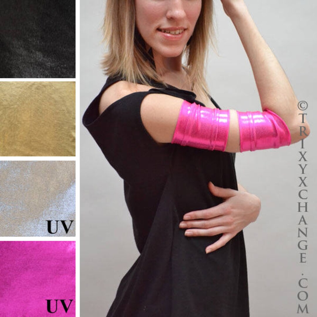 Pink Arm Bands Metallic Arm Cuffs Spandex Ties Stretchy Arm Covers ...