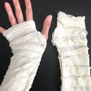 Black Mummy Arm Warmers Womens Bandage Gloves Ghost Halloween Costume ...