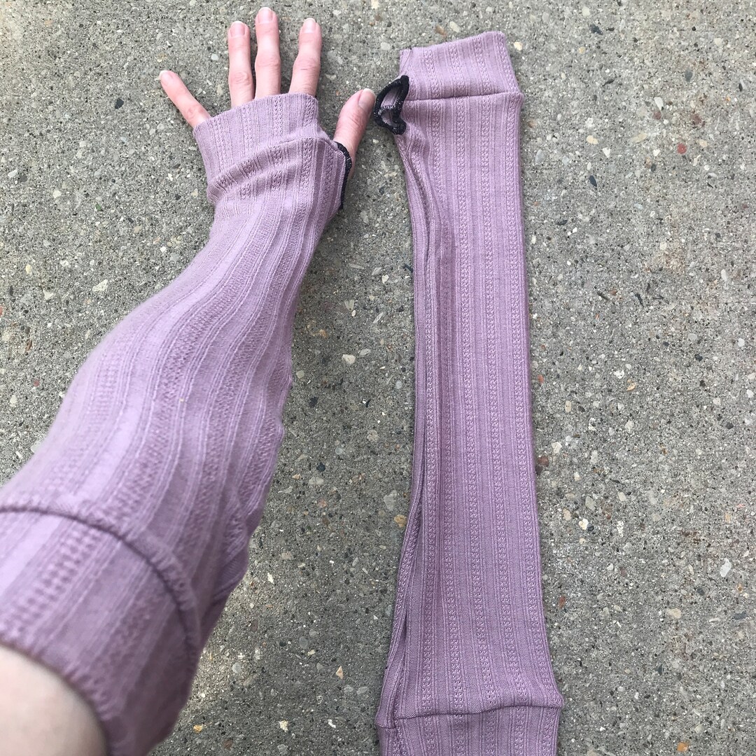 Handmade Dusty Purple Arm Warmers Sweater Knit Gloves Ribbed Wrist ...