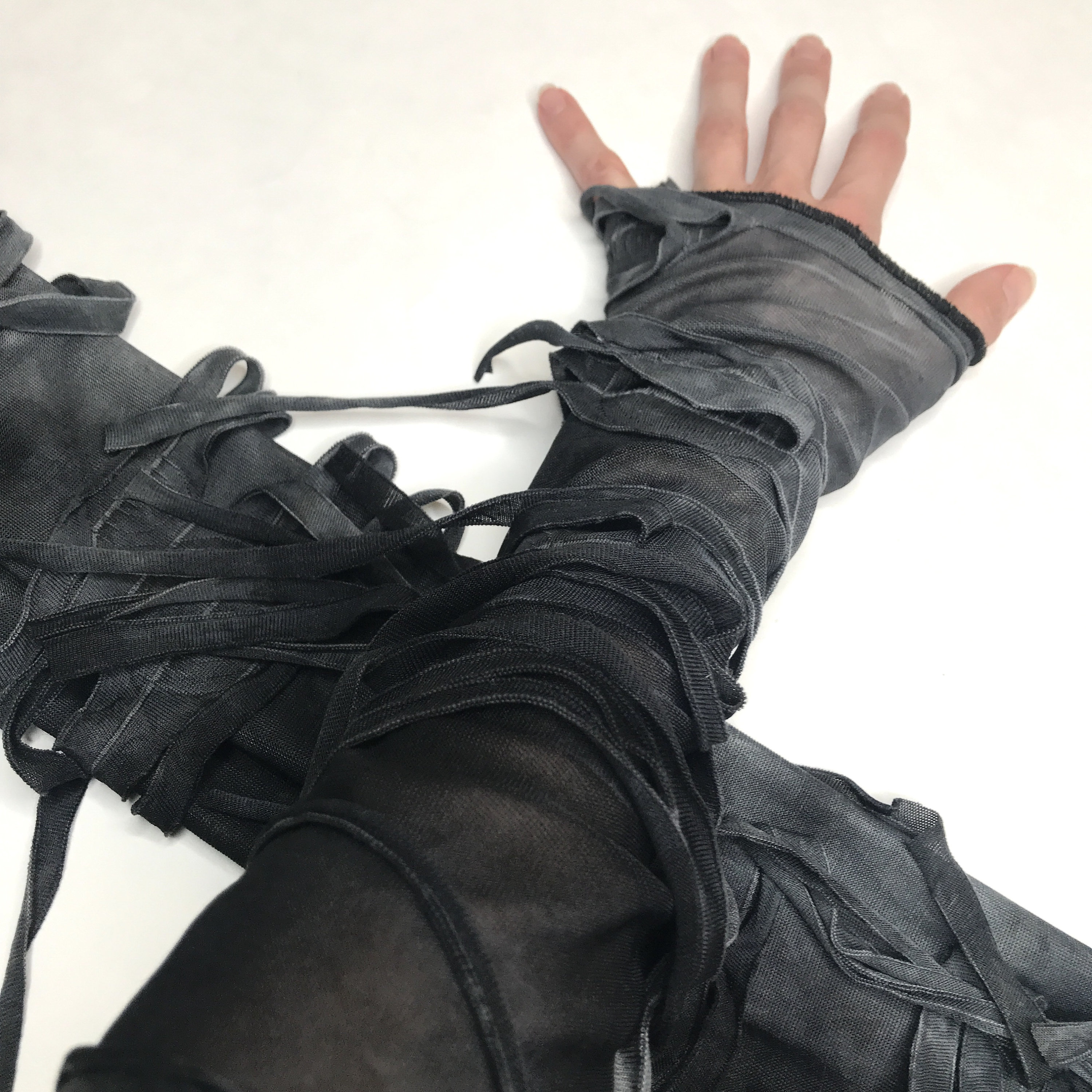 Womens Mummy Gloves Halloween Ghost Costume Black Arm Sleeves Gray Arm ...