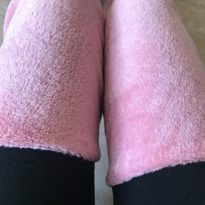 Long Pink Fleece Leg Warmers Winter Fuzzy Knee Socks Warm Furry Thigh ...