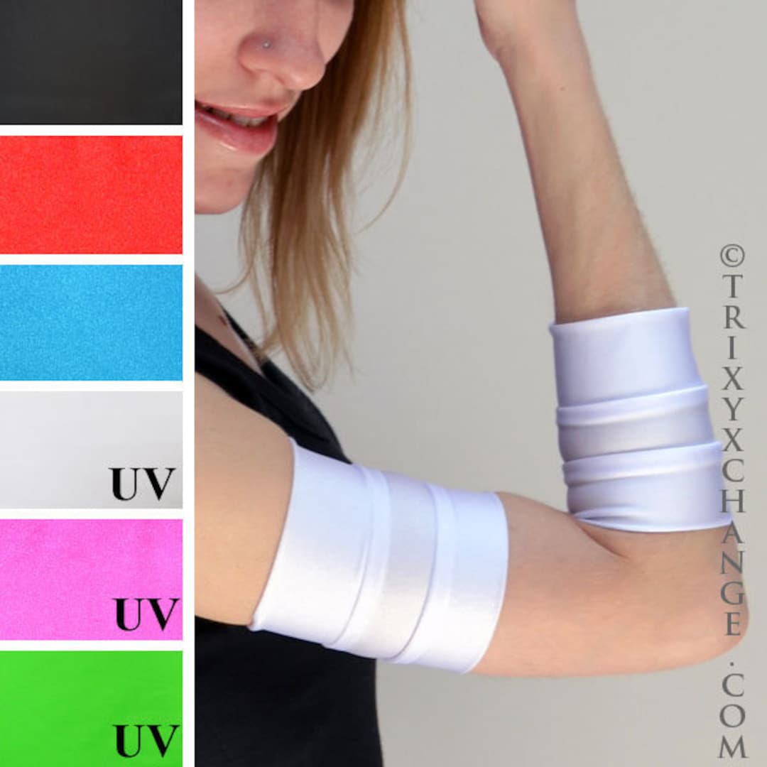 Womens Costume Arm Bands White Stretchy Arm Bands Black Arm Covers ...
