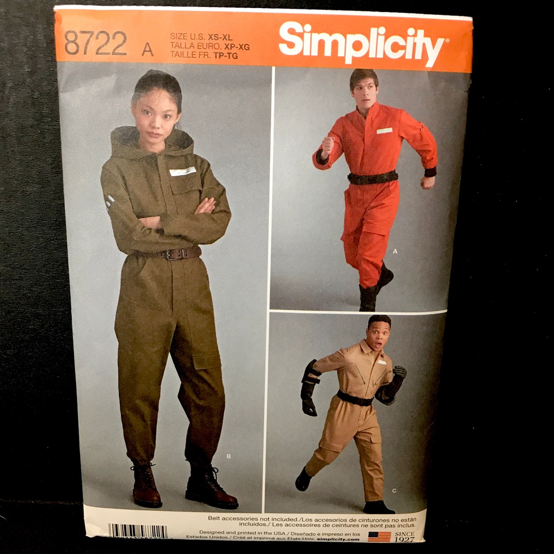 Simplicity Sewing Pattern 8722 Unisex Costume Twill Bodysuit Mechanic Costume Mens Utility Suit ...