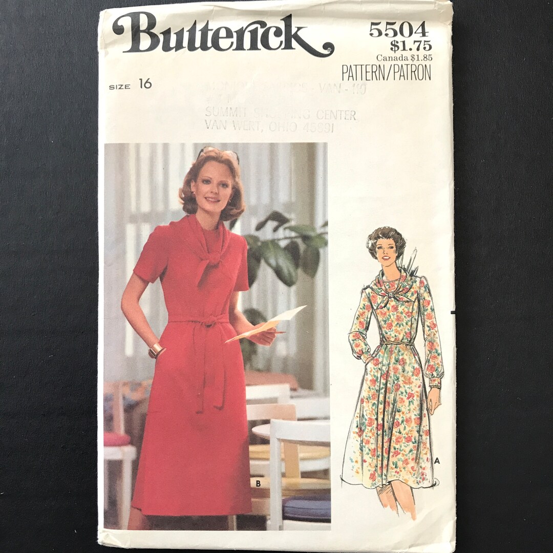 Vintage Butterick Sewing Pattern 5504 Size 16 Large XL Neck Tie Scarf ...