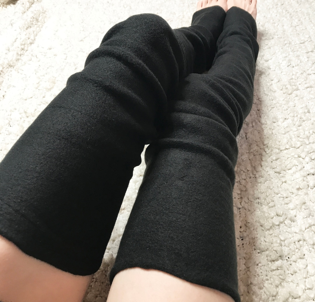 Fleece Thigh Highs Black Leg Warmers Thigh High Legwarmers Over the ...