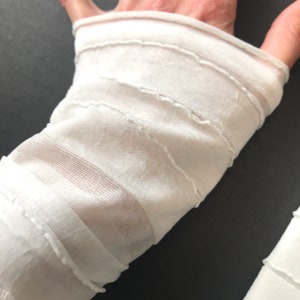 Womens Mummy Costume White Ruffle Arm Bands Sheer Gloves Girls - Etsy