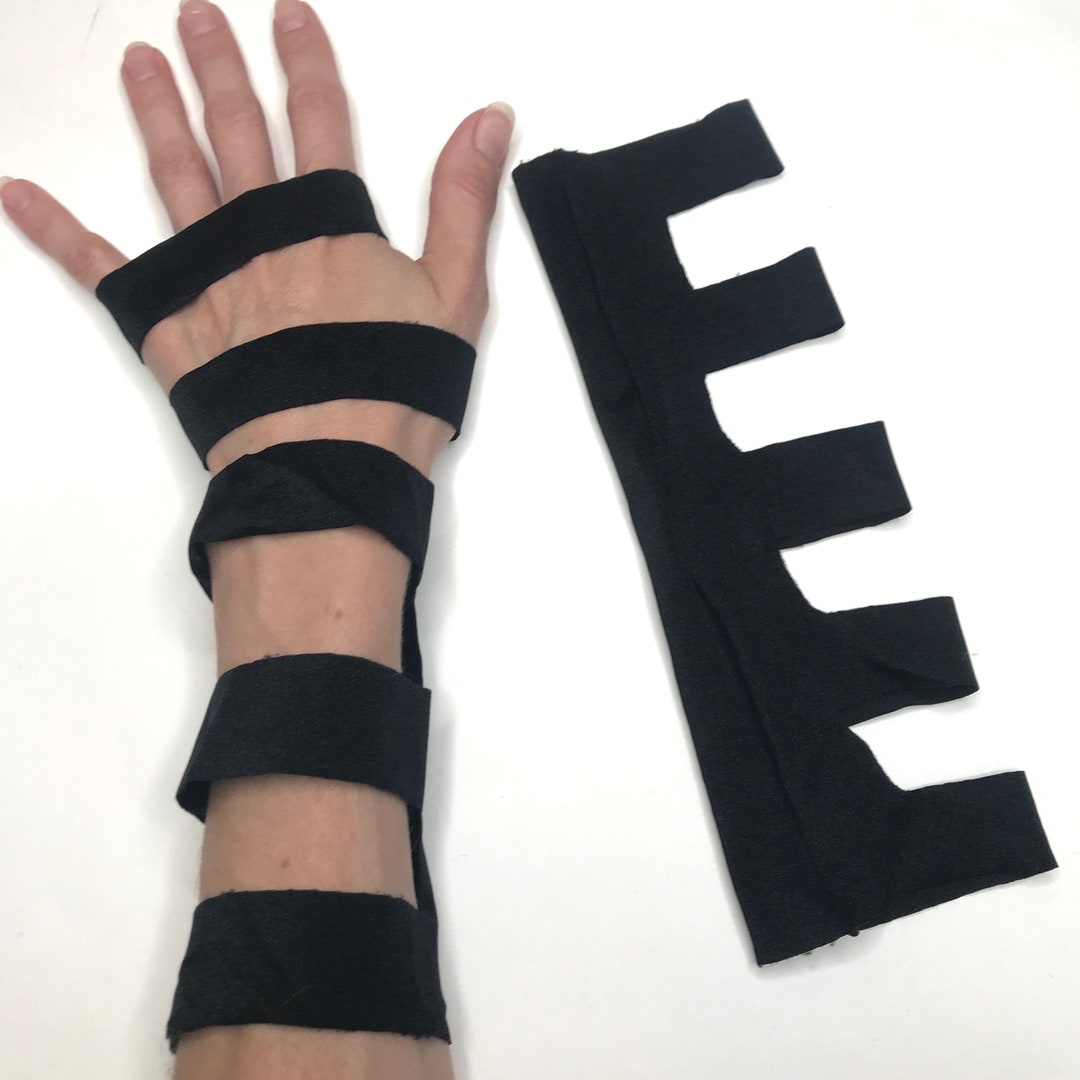 Cut Out Gloves Black Arm Sleeves Cage Arm Covers Wrist Length Spandex ...