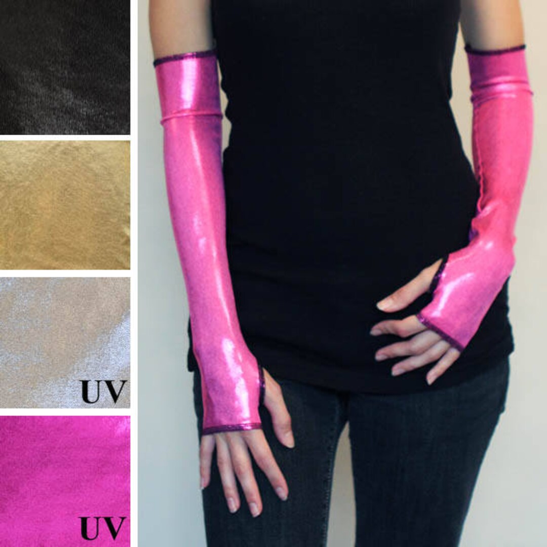 Holographic Arm Sleeves Cosplay Arm Socks Cyber Goth Clothing Pink Arm ...