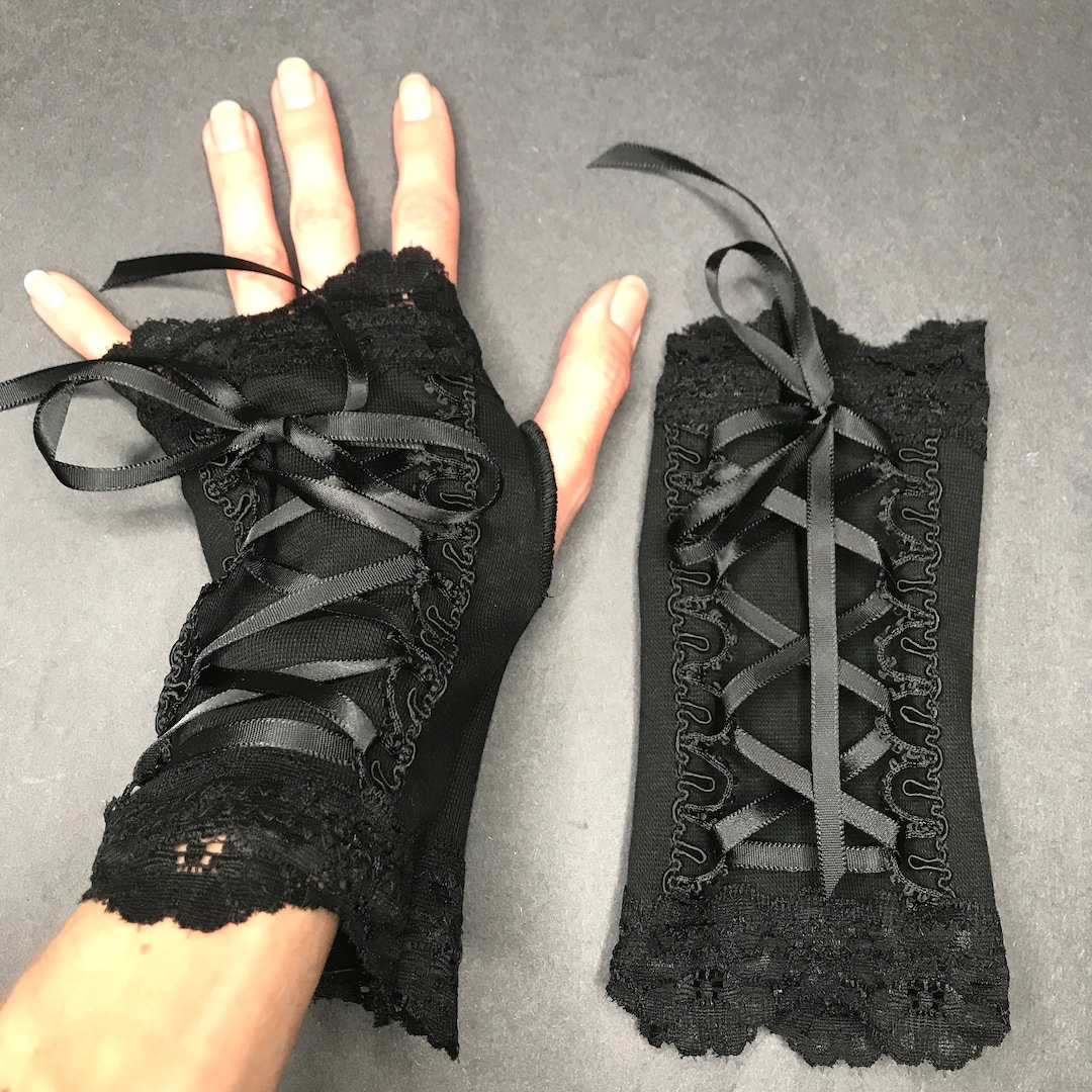 Renaissance Faire Costume Black Corset Gloves Black Lace up Gloves ...