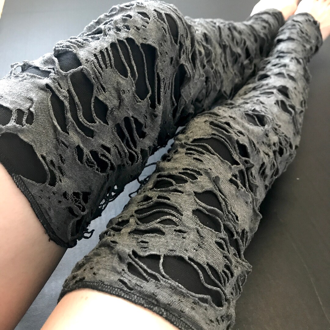 Gray Mummy Leg Warmers Womens Black Stockings Over the Knee Socks Cut ...