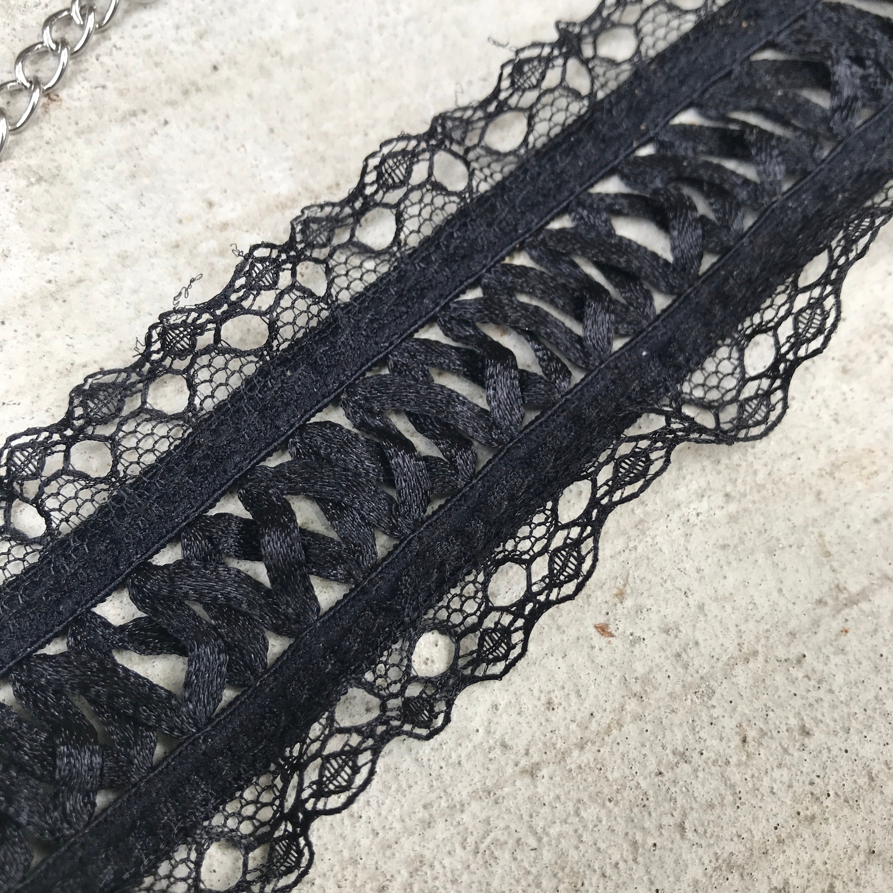 Handmade Corset Necklace Black Lace Choker Lace up Lattice Stretch ...