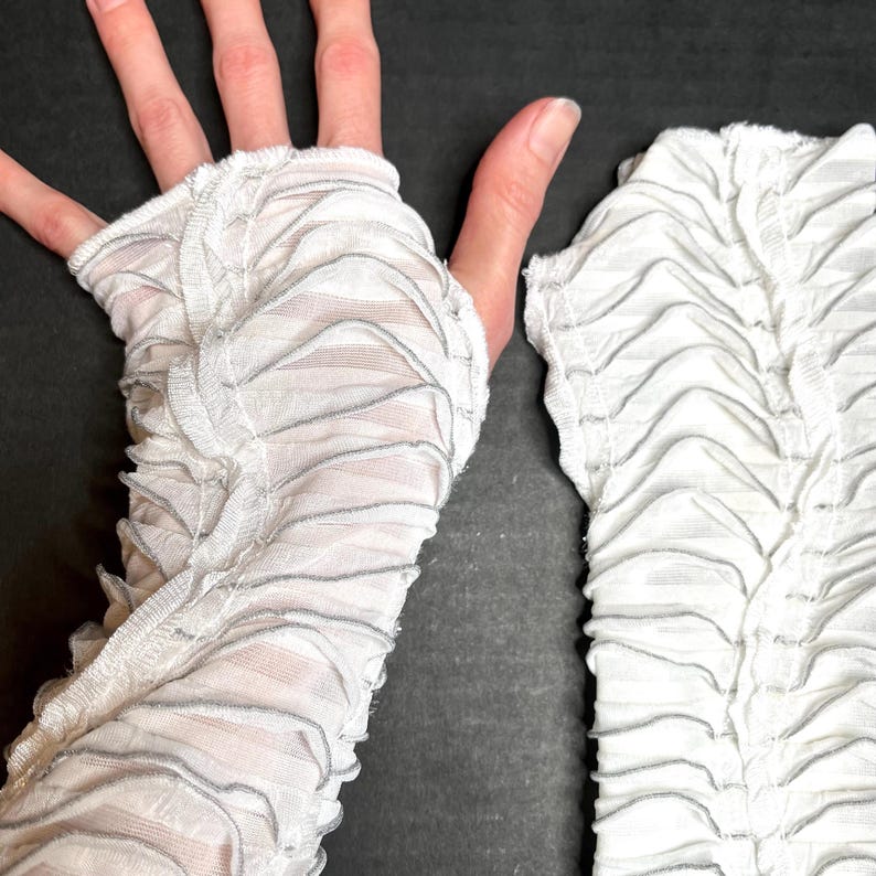 White Bandage Mummy Arm Covers Cosplay Bride Halloween Costume Ruffle ...
