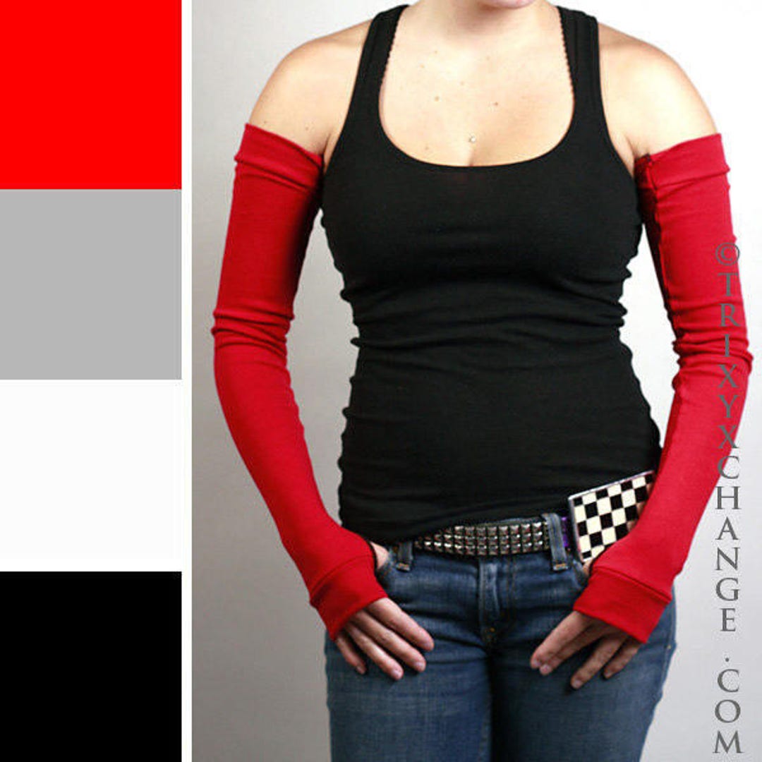 Extra Long Red Arm Warmers Red Armwarmers Long Red Gloves Cotton Red ...