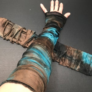 Womens Mummy Gloves Halloween Ghost Costume Black Arm Sleeves Gray Arm ...