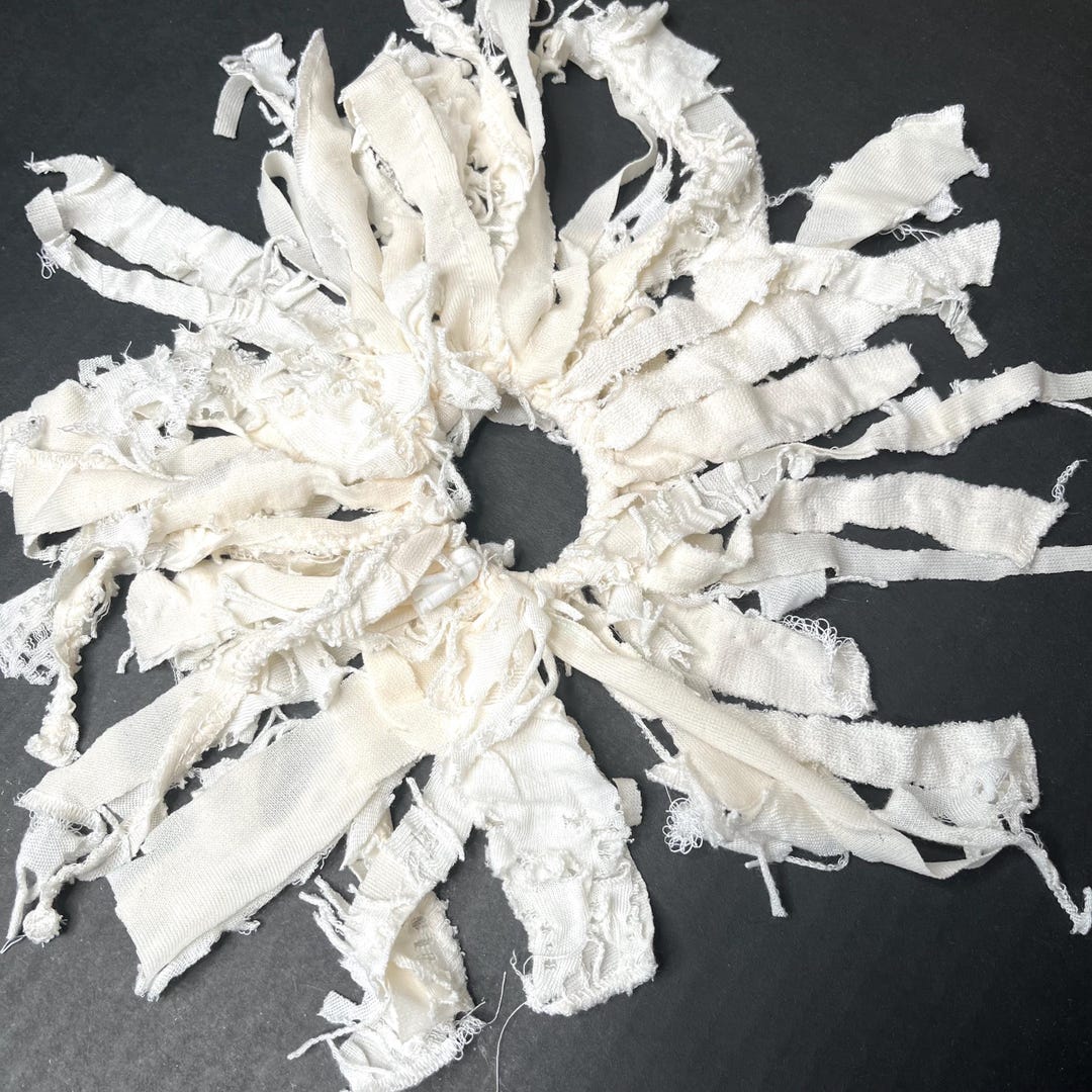 Womens Mummy Costume Fringe Hair Tie Cream off White Shredded Ripped ...