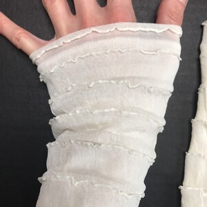 Womens Mummy Costume White Ruffle Arm Bands Sheer Gloves Girls ...