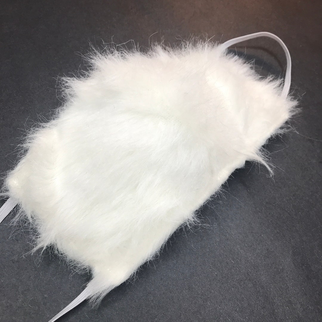 White Monster Fur Face Mask Adult Halloween Costume Mens Dog Outfit Cat ...