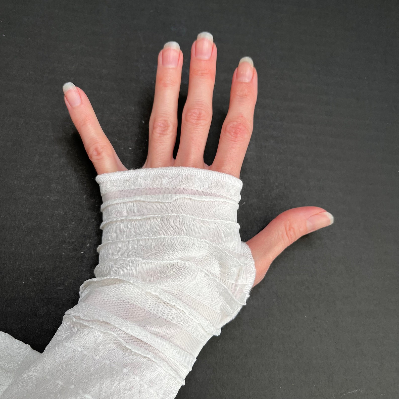White Bandage Arm Covers Ivory Fishnet Gloves Ruffle Arm Warmers Fancy ...