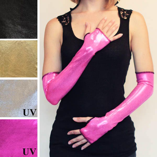 Holographic Arm Sleeves Cosplay Arm Socks Cyber Goth Clothing Pink Arm ...
