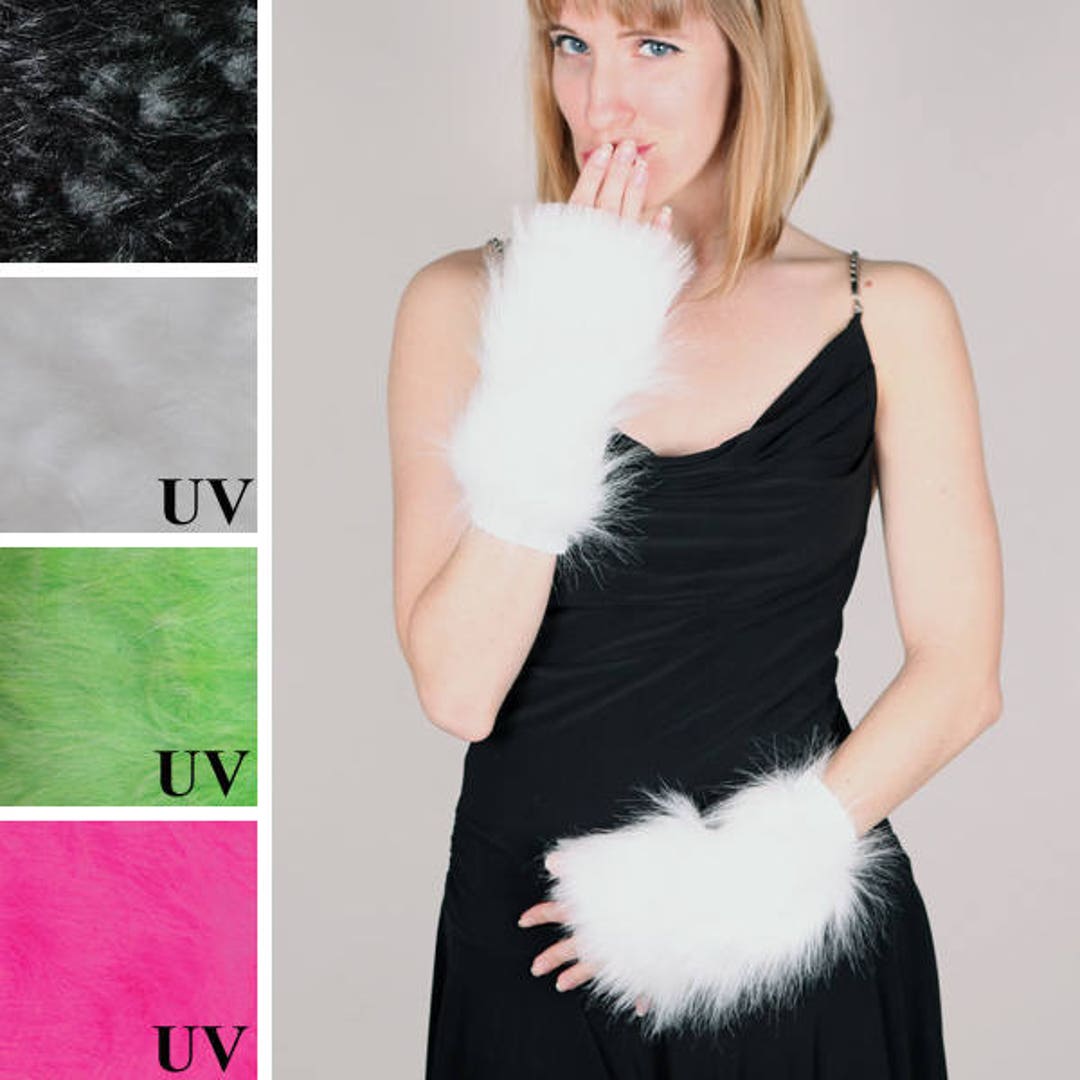 Cosplay Gloves Long White Fur Gloves White Fur Arm Covers White Fur ...