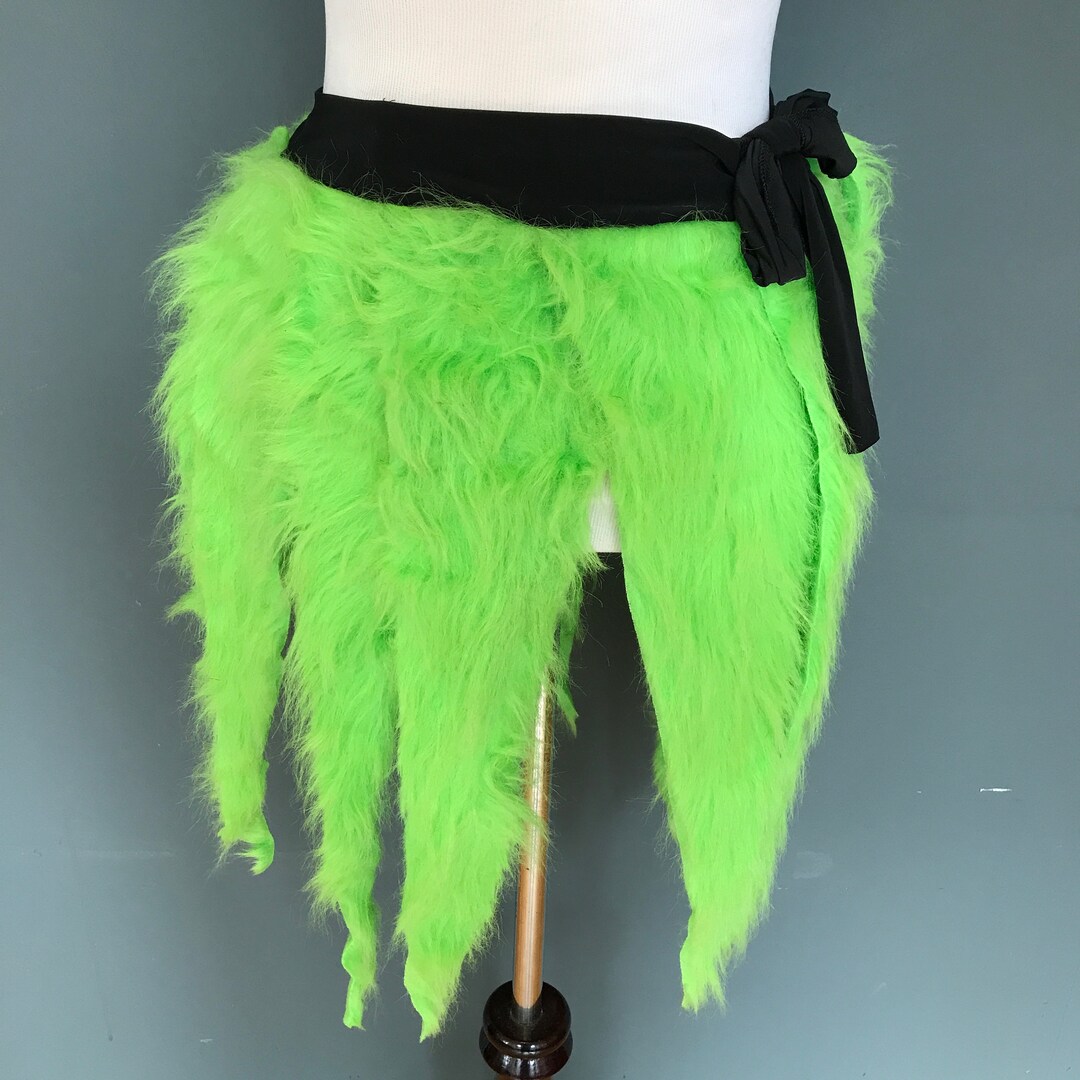 Handmade Halloween Costume Neon Green Fur Skirt Animal Costume Furry ...