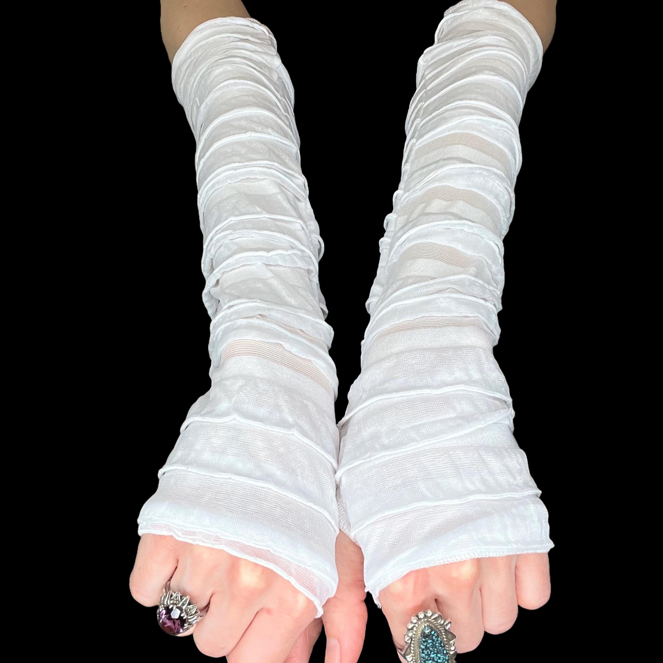 Black Mummy Arm Warmers Womens Bandage Gloves Ghost Halloween Costume ...