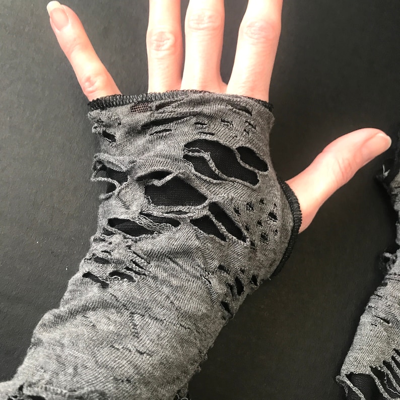 White Mummy Gloves Mens Ghost Outfit Ripped Zombie Costume Cream Arm ...