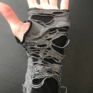 Gray Mummy Gloves Mens Zombie Outfit Ripped Ghost Costume Black Arm ...