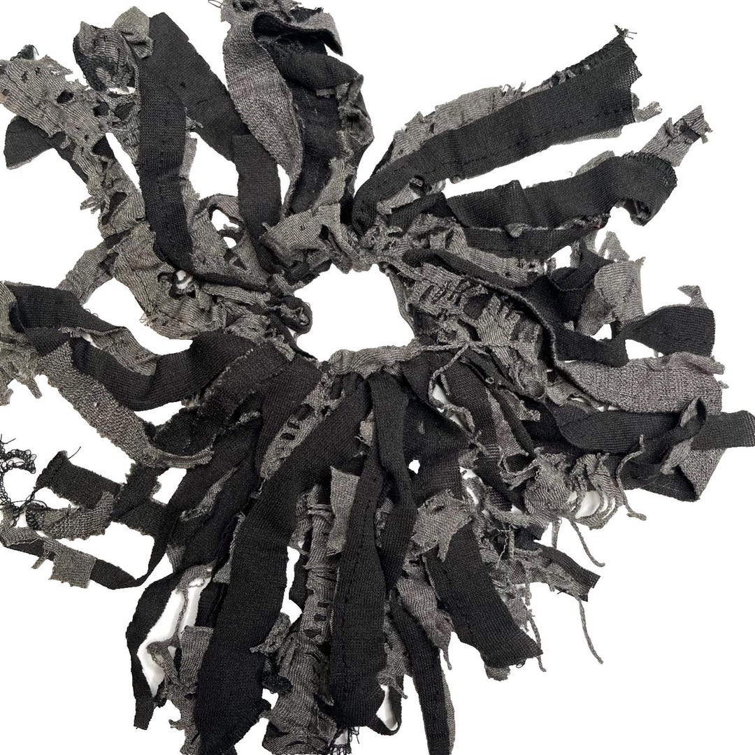Womens Mummy Costume Fringe Hair Tie Gray Black Shredded Ripped Ghost ...